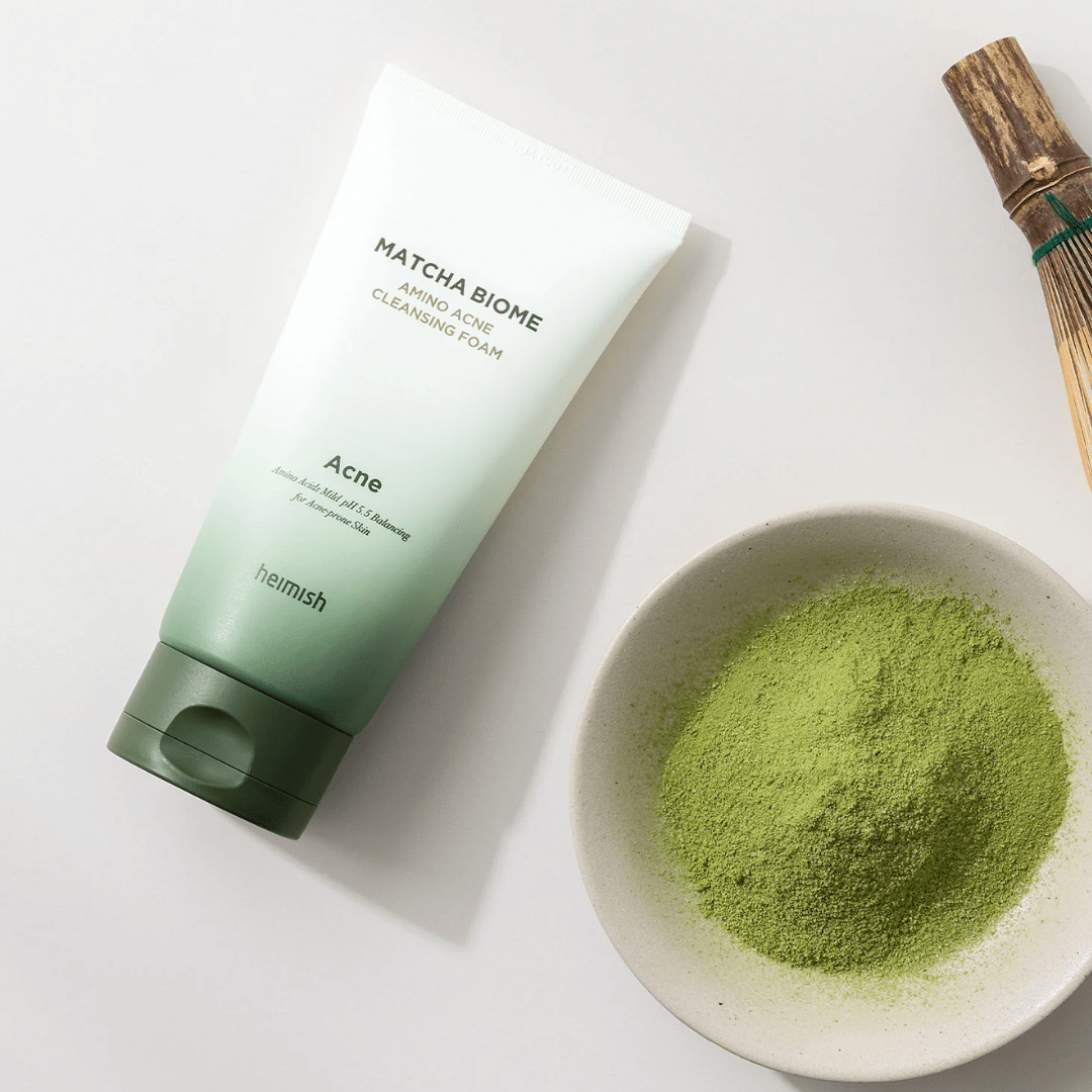 Spuma de curatare cu matcha pentru acnee de la Heimish – WowSkin Romania